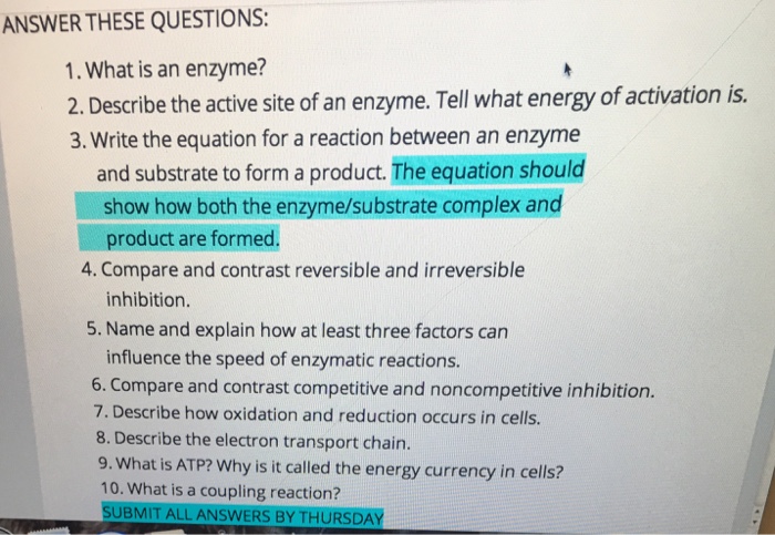Solved What is an enzyme? Describe the active site of an | Chegg.com