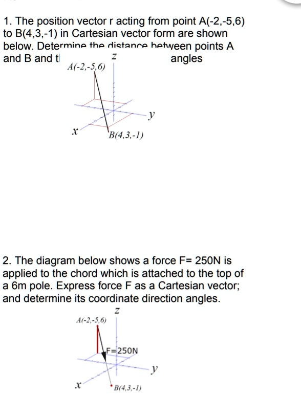 Solved 1. The position vector r acting from point A(−2,−5,6) | Chegg.com
