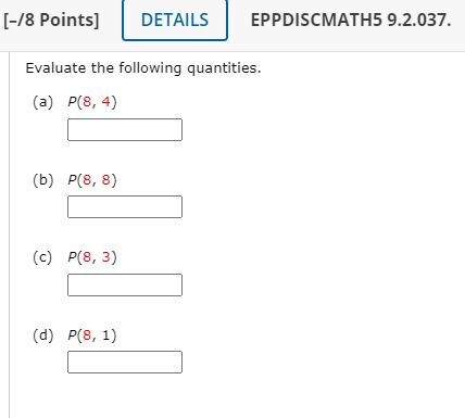 Solved [-18 Points] DETAILS EPPDISCMATH5 9.2.037. Evaluate | Chegg.com