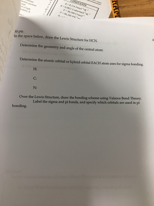 Solved 30 pts In the space below, draw the Lewis Structure | Chegg.com