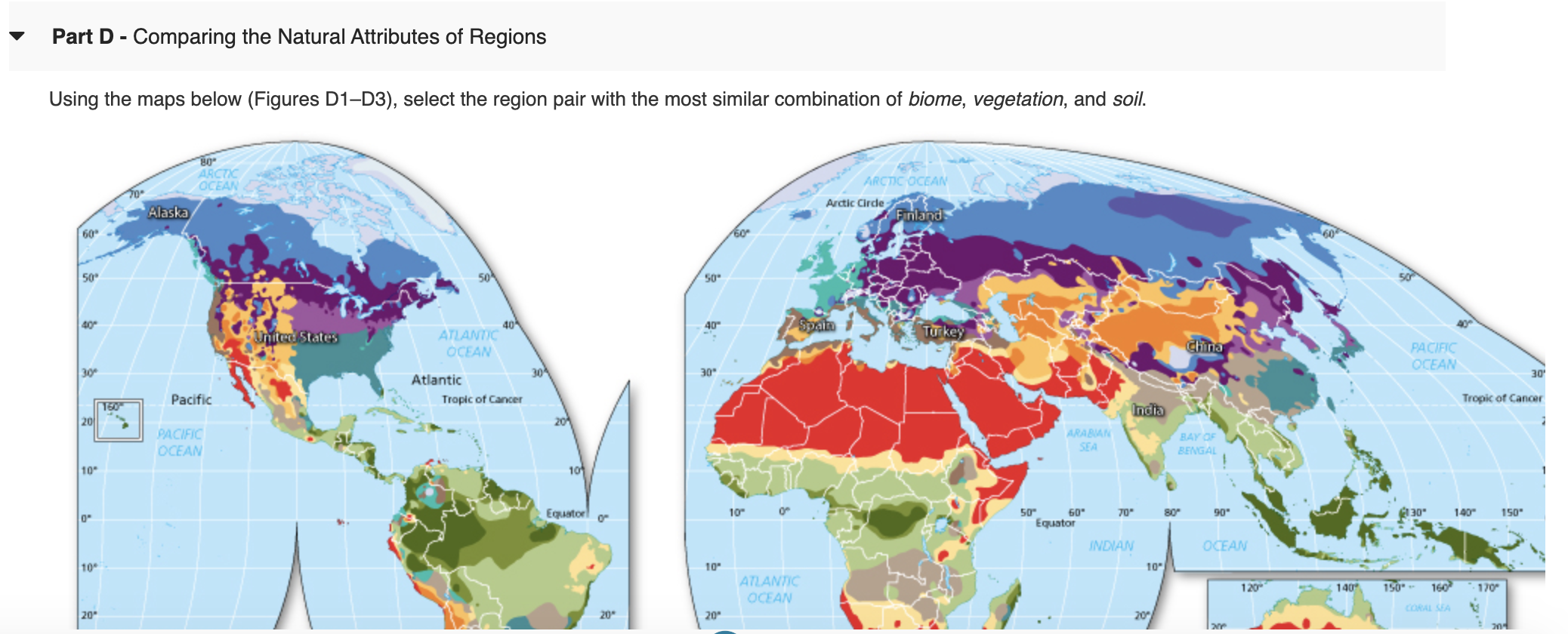 Solved Part D - Comparing the Natural Attributes of Regions | Chegg.com