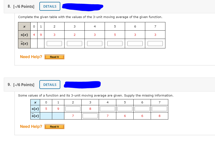 Solved 8. [-16 Points] DETAILS Complete the given table with | Chegg.com