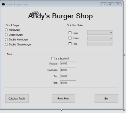 Solved Need help with VB Burger shop program I'm having a | Chegg.com
