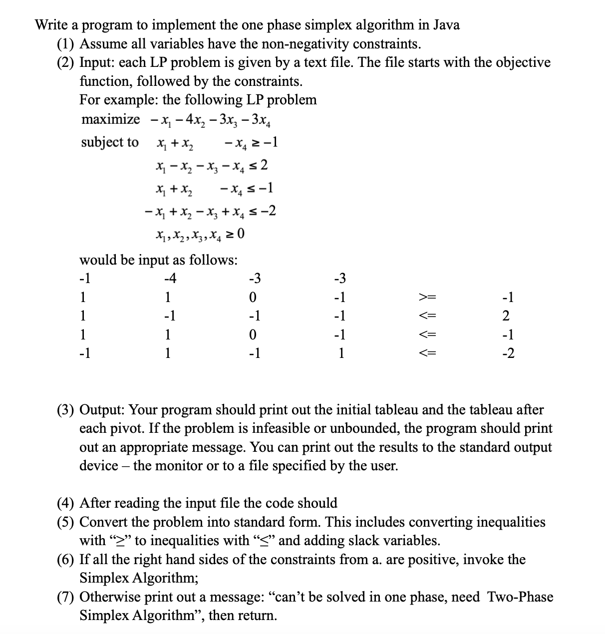 Solved Use these input filesonephase feasible input.txt1 | Chegg.com