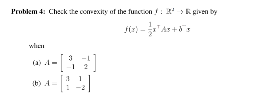 Solved Problem 4: Check the convexity of the function f: R² | Chegg.com