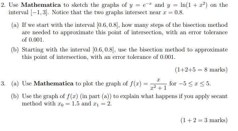 Solved 2. Use Mathematica to sketch the graphs of y=e−x and | Chegg.com