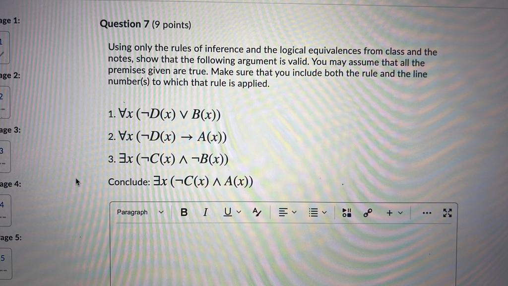 Solved age 1: Question 7 (9 points) 1 Using only the rules | Chegg.com