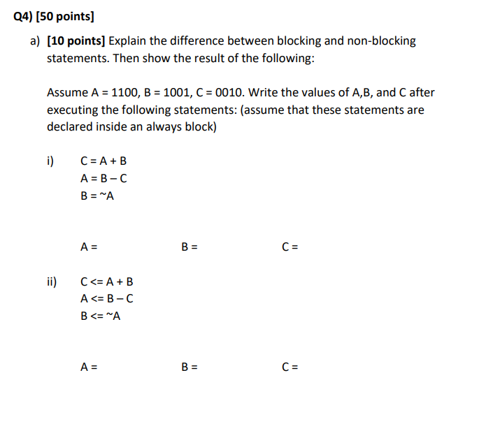 Solved Q4 50 Points A 10 Points Explain The Difference 
