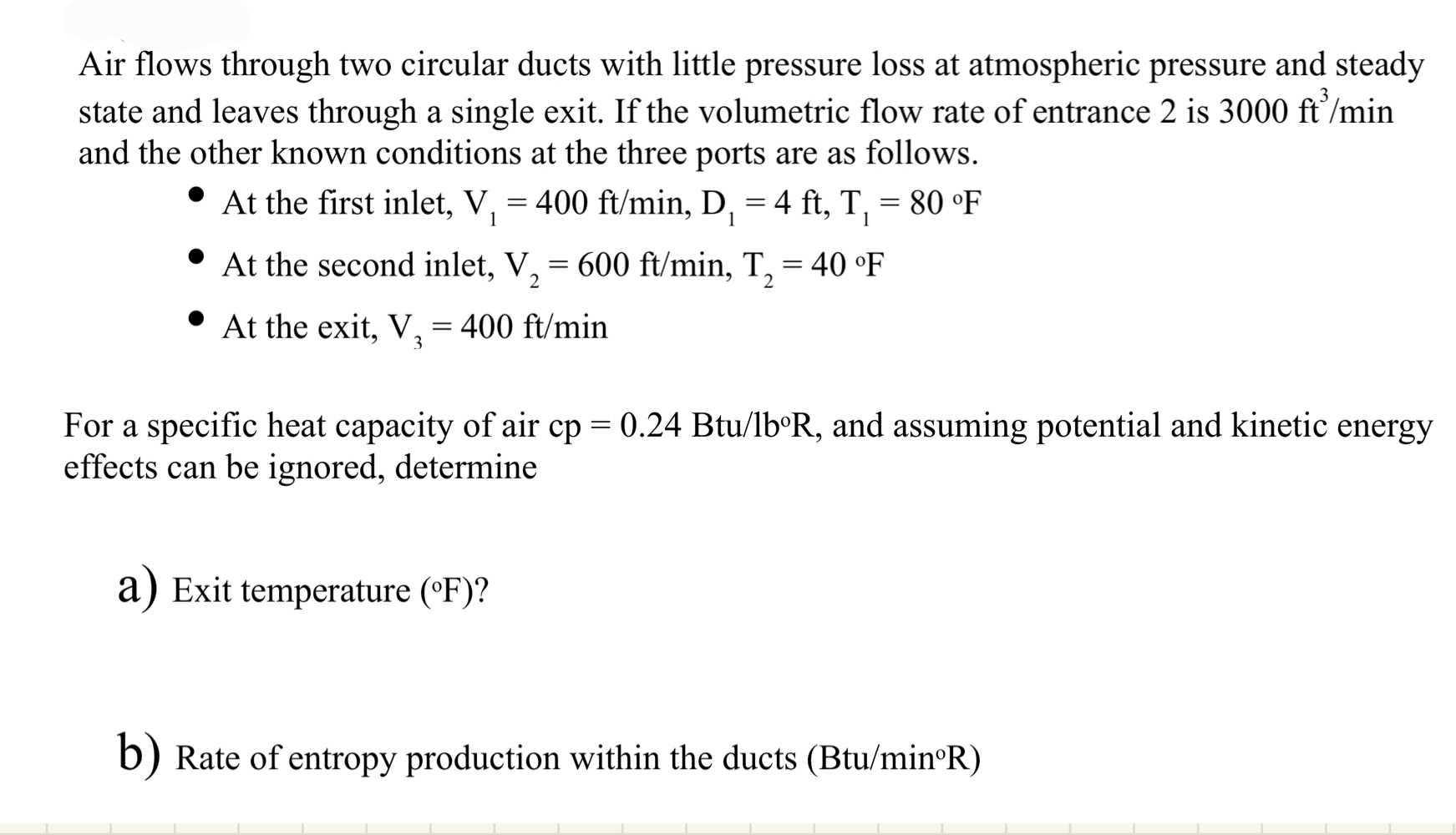 Solved Air flows through two circular ducts with little | Chegg.com