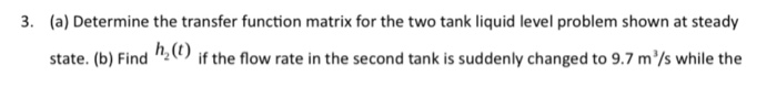 Solved 3. (a) Determine the transfer function matrix for the | Chegg.com