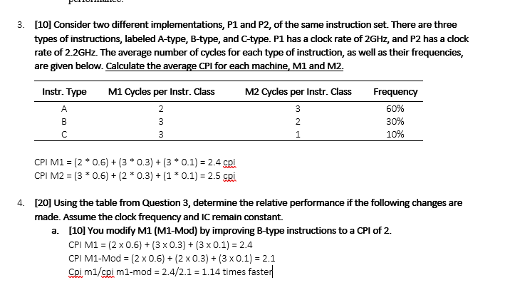 Solved 3. [10] Consider two different implementations, P1 | Chegg.com