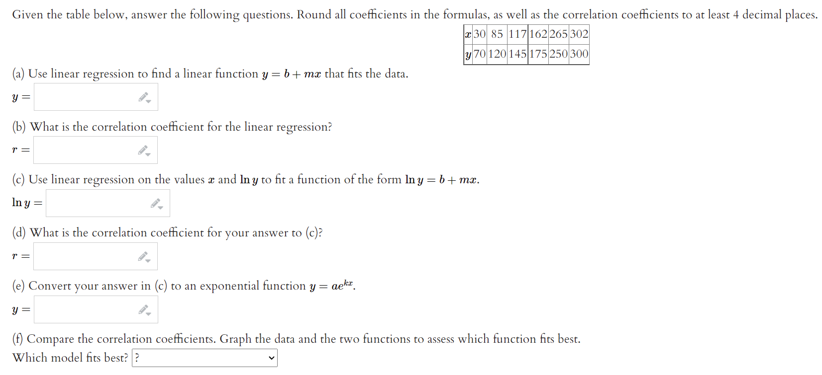Solved Given the table below, answer the following | Chegg.com