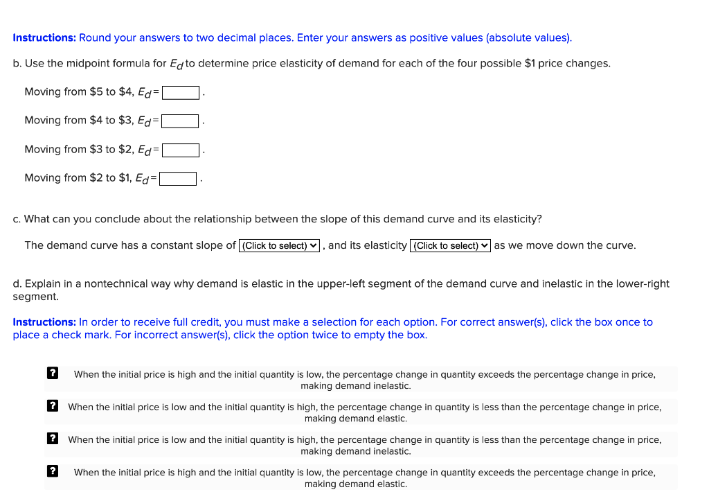 Solved The data below represent a demand schedule. Quantity | Chegg.com