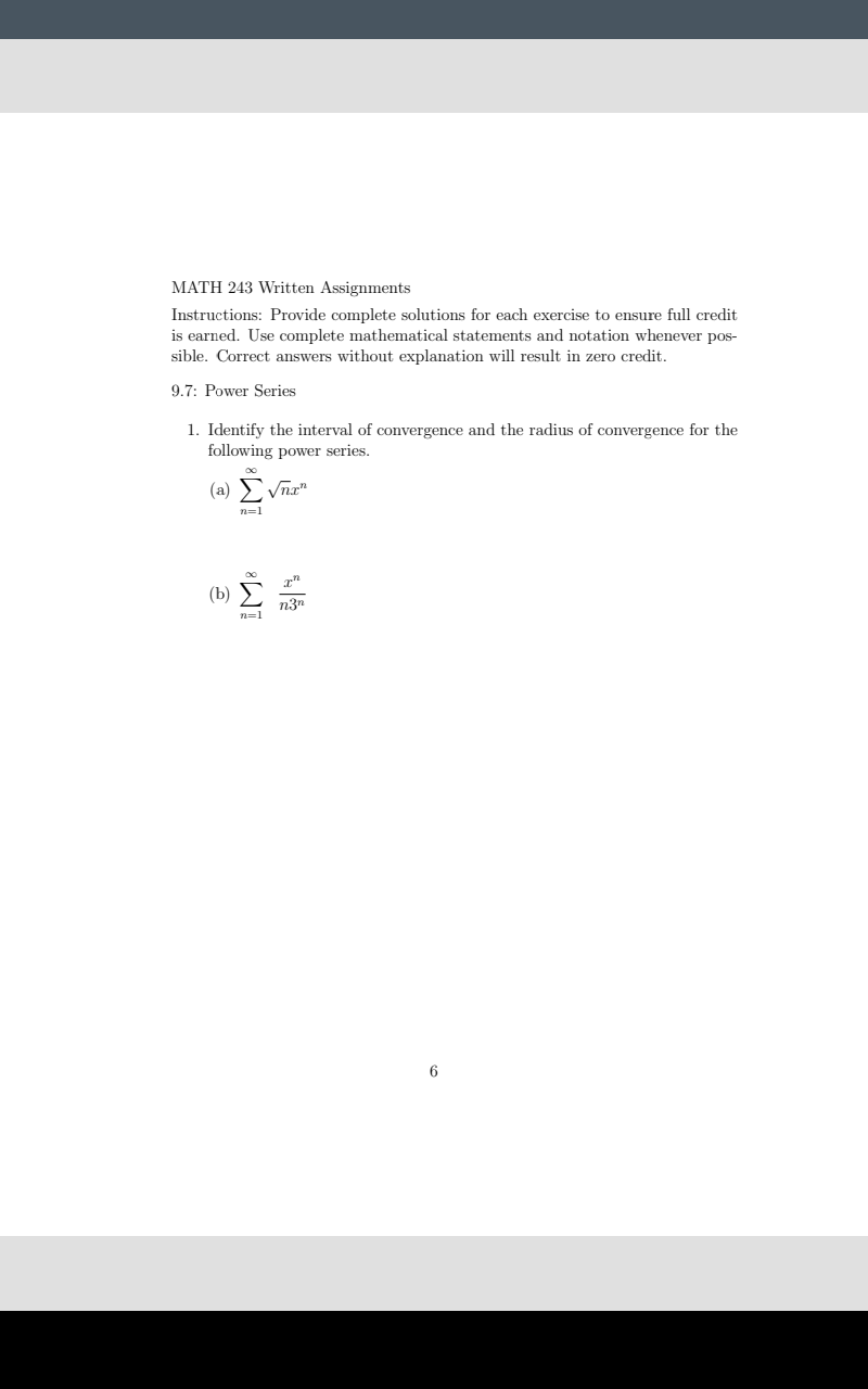 Solved MATH 243 Written Assignments Instructions: Provide | Chegg.com