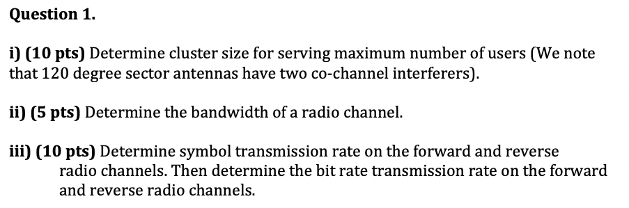 Cellular Communication System The following | Chegg.com