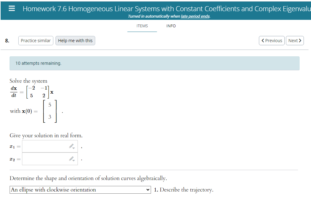 Solved Homework 7.6 Homogeneous Linear Systems with Constant | Chegg.com