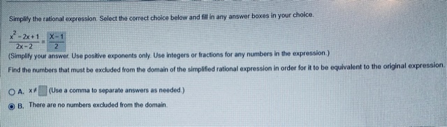 Solved Simplify the rational expression. Select the correct | Chegg.com