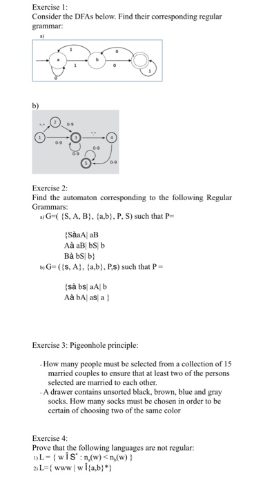 Solved Exercise 1 Consider the DFAs below. Find their c | Chegg.com