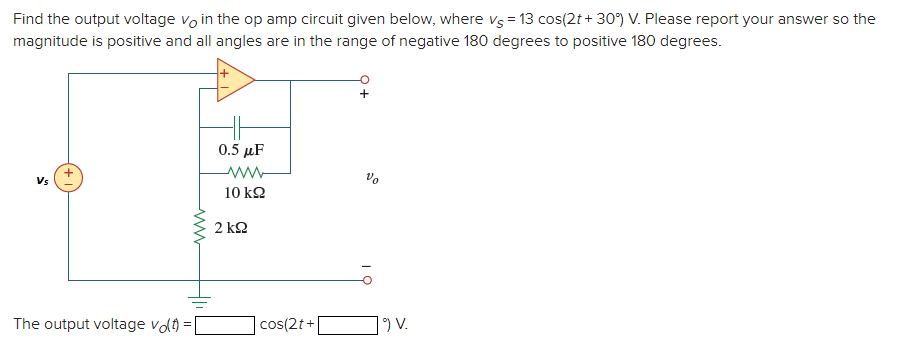 Solved Find the output voltage vO in the op amp circuit | Chegg.com