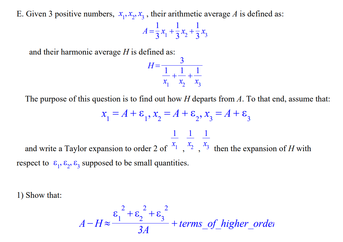 Solved E. Given 3 positive numbers, x1,x2,x3, their | Chegg.com