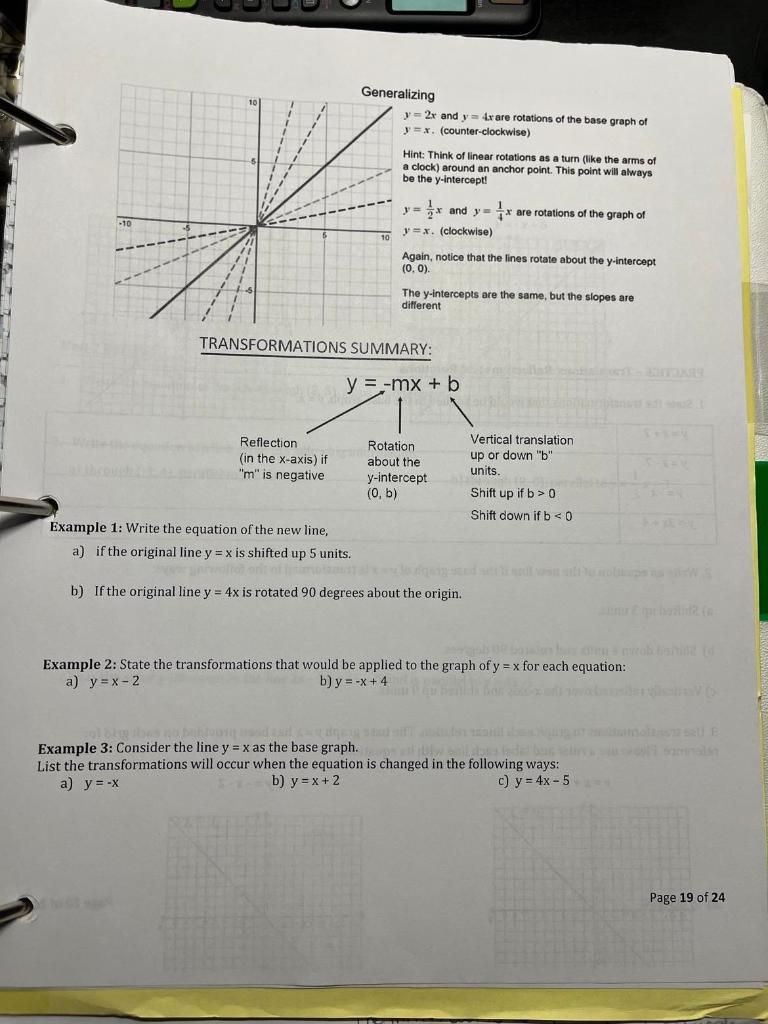Solved y=2x and y=4x are rotations of the base graph of y=x. | Chegg.com