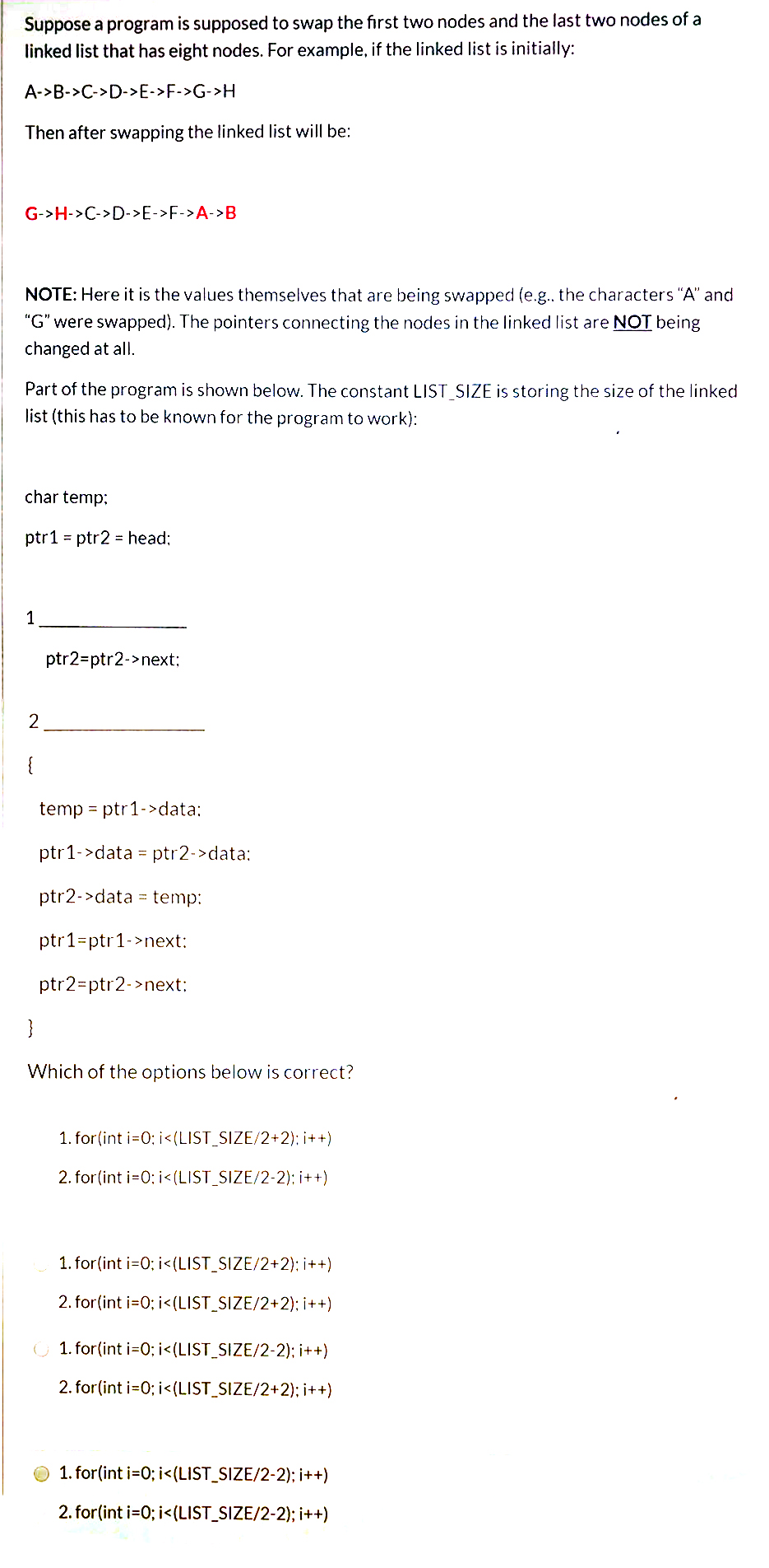 Solved Suppose a program is supposed to swap the first two | Chegg.com