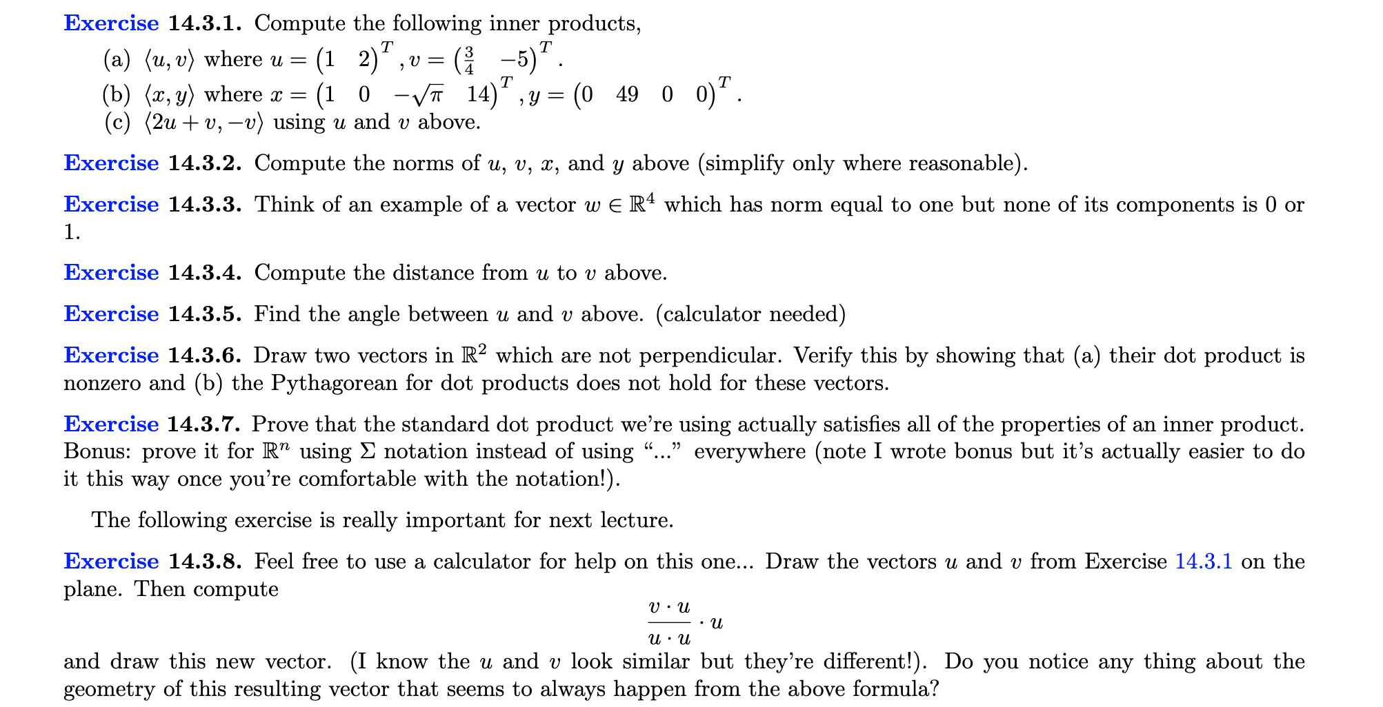 Solved Exercise 14.3.1. Compute the following inner | Chegg.com
