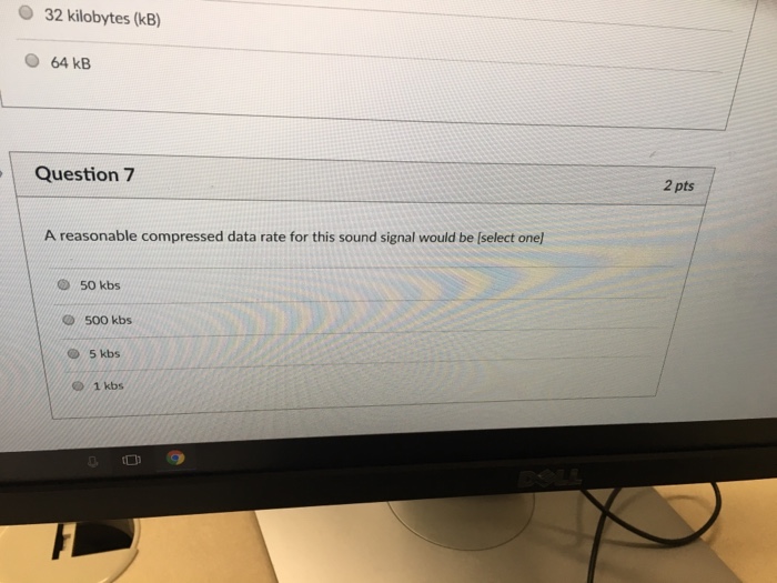Solved O 32 kilobytes (kB) O 64 kB 2 pts Question 7 A | Chegg.com