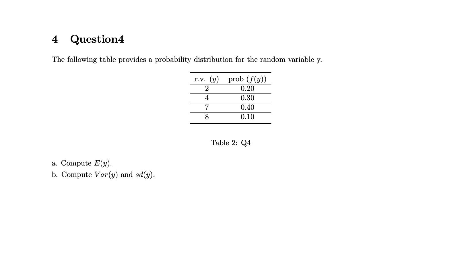 Solved The following table provides a probability | Chegg.com