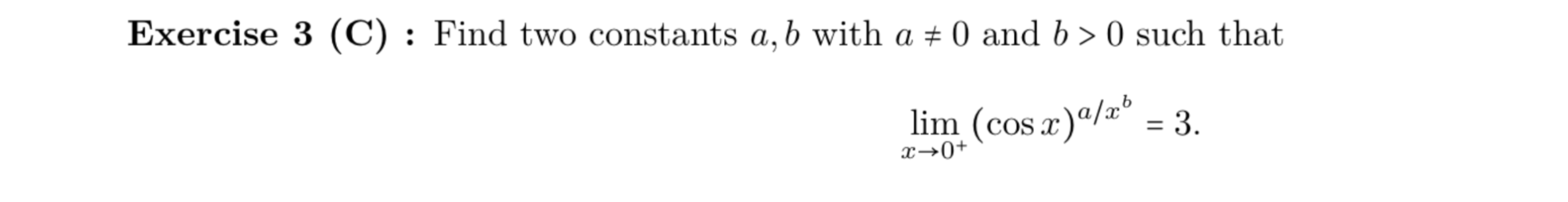 Solved Exercise 3(C) ﻿: Find two constants a,b ﻿with a≠0 | Chegg.com