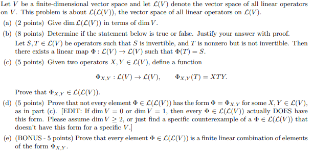 Solved Let V be a finite-dimensional vector space and let | Chegg.com