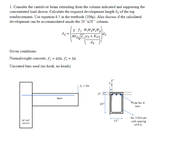 Solved Consider the cantilever beam extending from the | Chegg.com