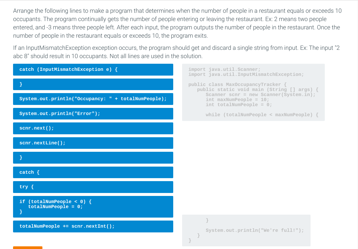 Solved Arrange The Following Lines To Make A Program That Chegg