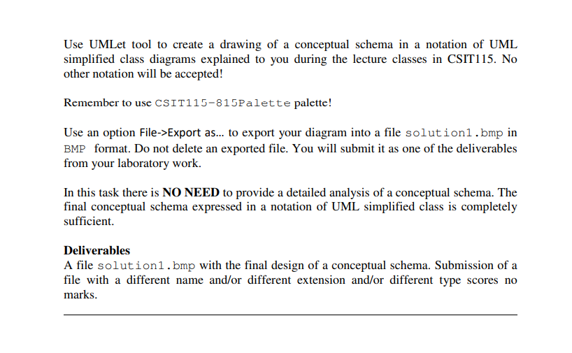 Solved Tasks Read and analyse the following specification of | Chegg.com
