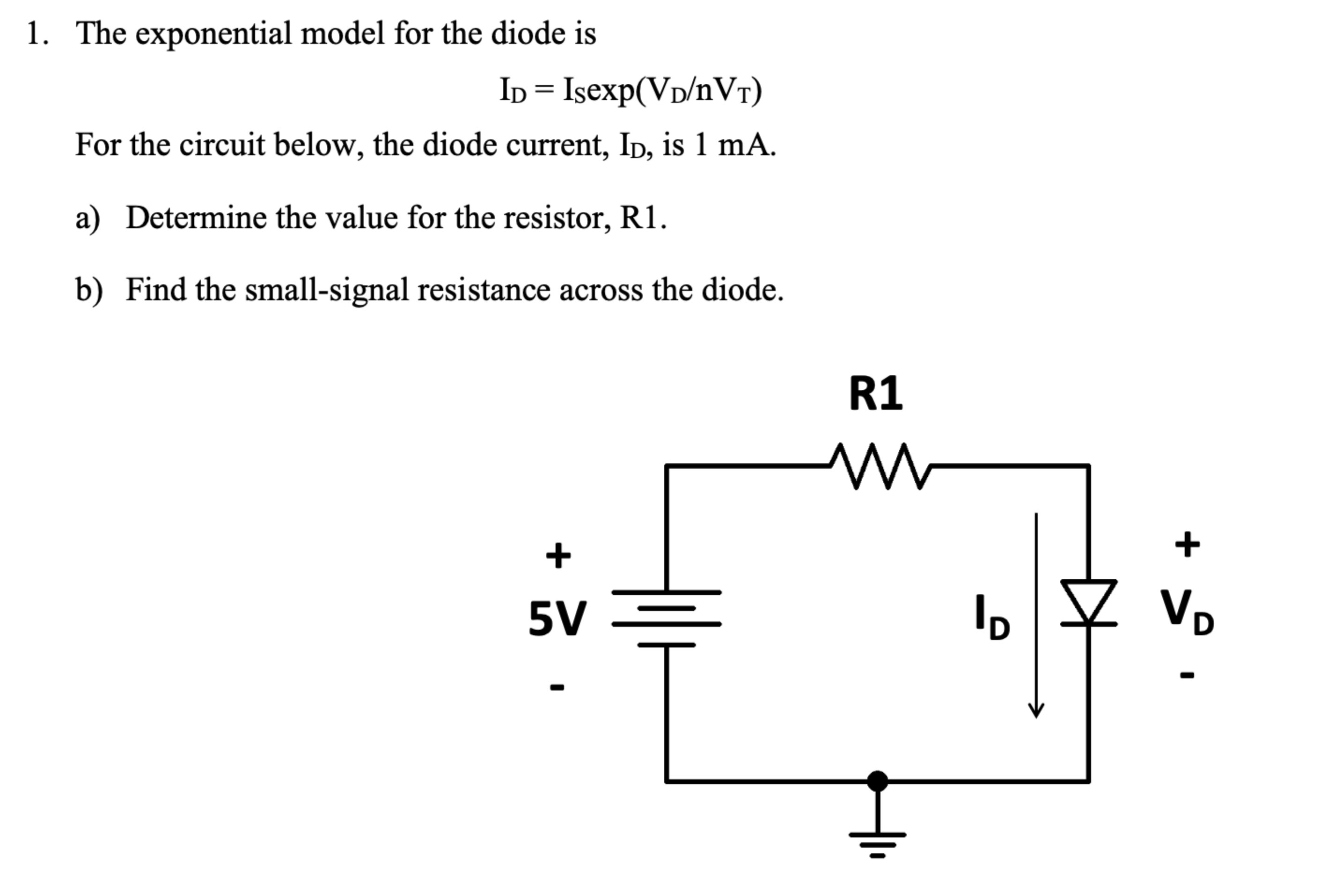 Solved The exponential model for the diode | Chegg.com