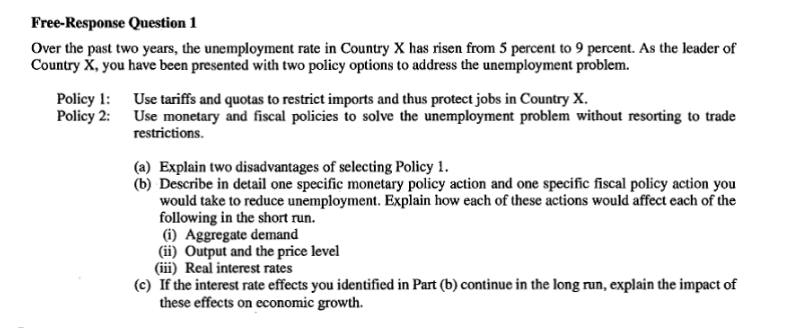 Solved Free Response Question 1 Over the past two years, the | Chegg.com