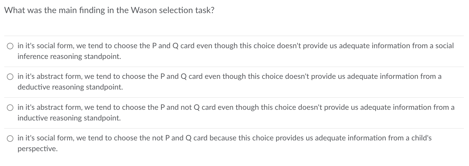 Solved What was the main finding in the Wason selection | Chegg.com