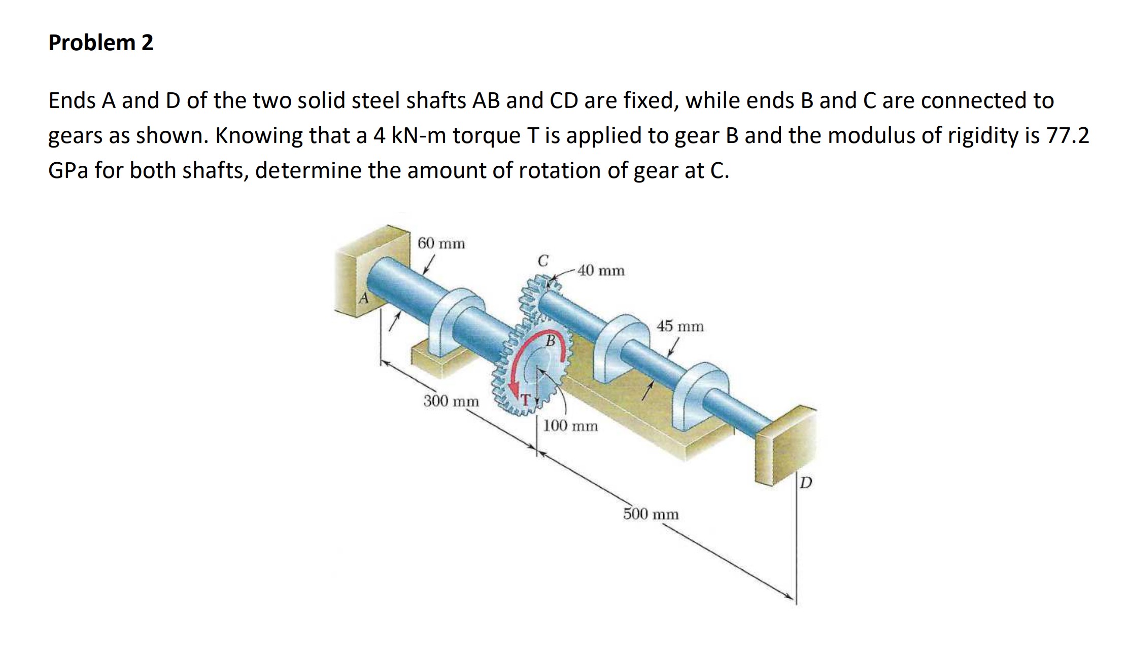 Ends A and D of the two solid steel shafts AB and CD | Chegg.com