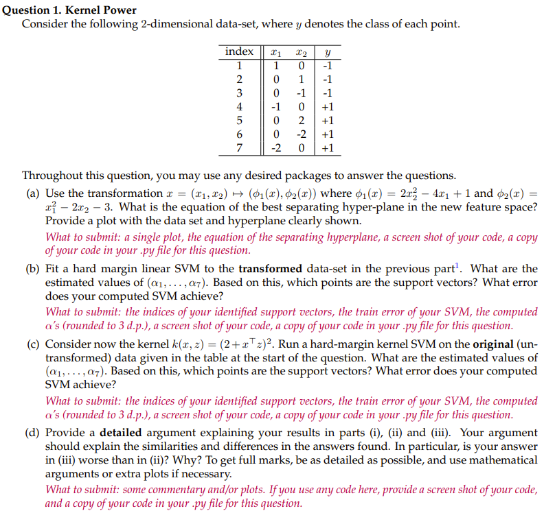 Solved Luestion 1. Kernel Power Consider the following | Chegg.com