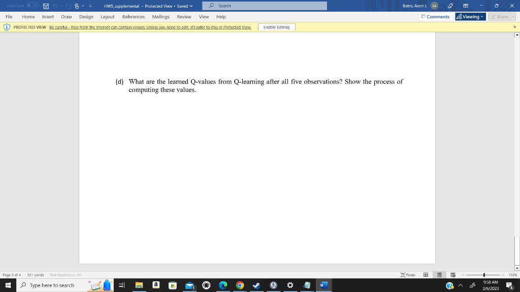 Solved Question 2 (RL) [50 points - each part 12.5 points]: | Chegg.com