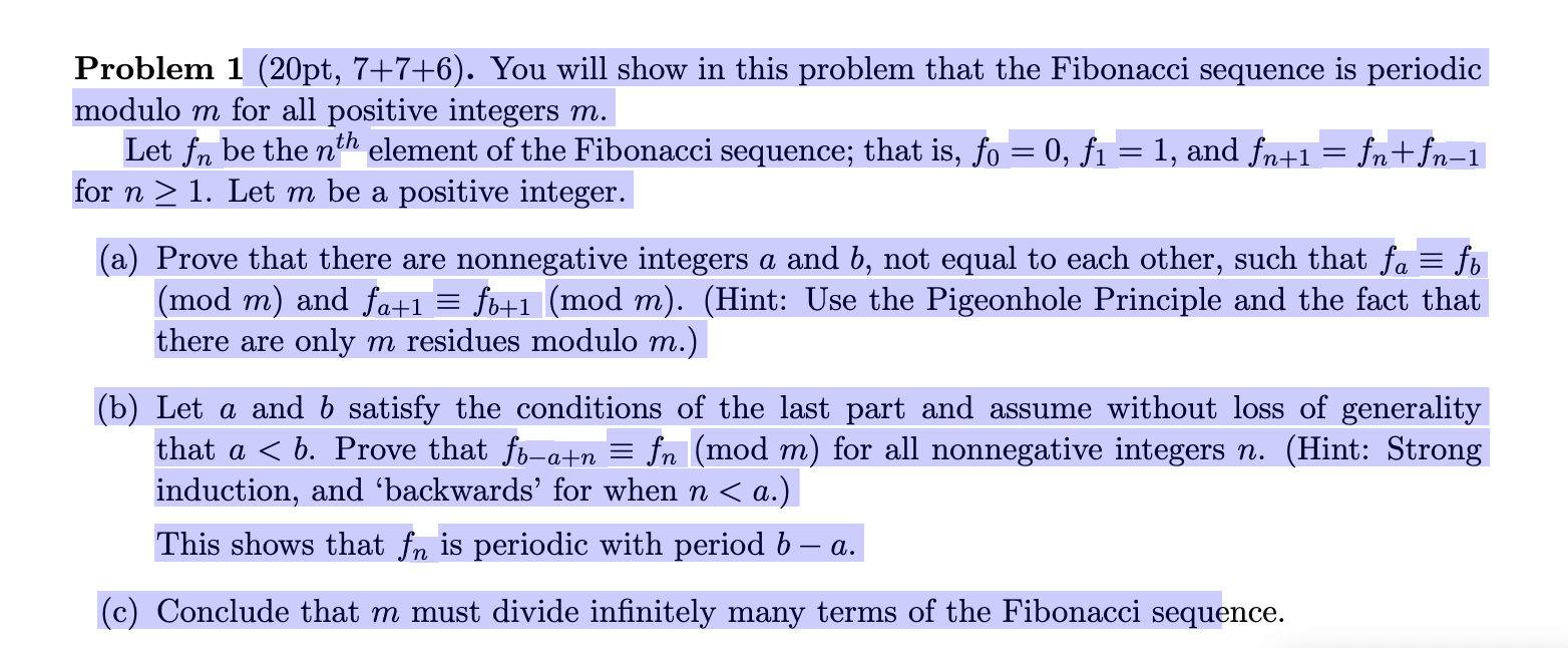Solved Problem 1 (20pt, 7+7+6). You will show in this | Chegg.com