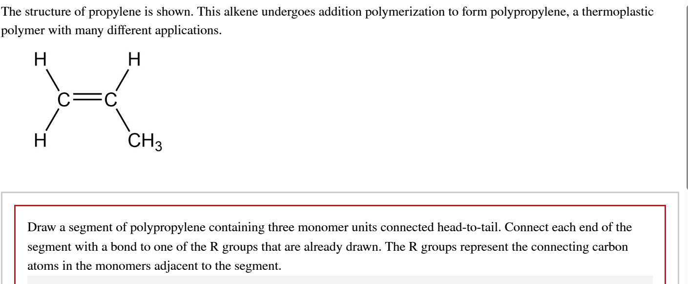 Solved Draw a segment of polypropylene containing three | Chegg.com