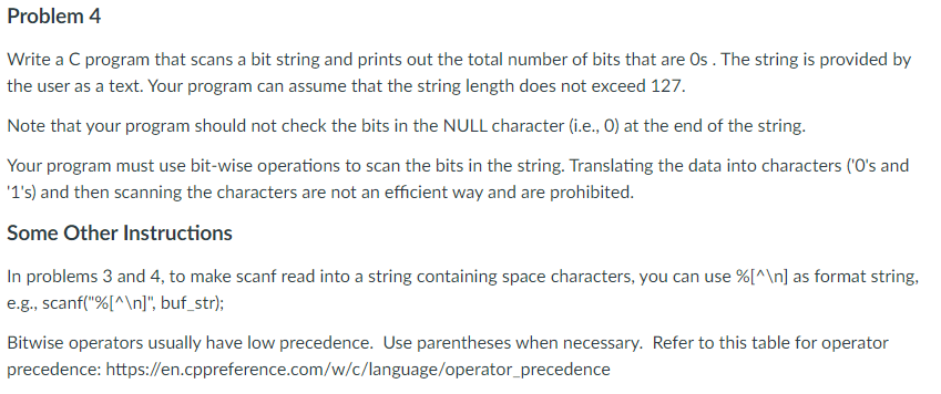 Solved Problem 4 Write A C Program That Scans A Bit String 5146