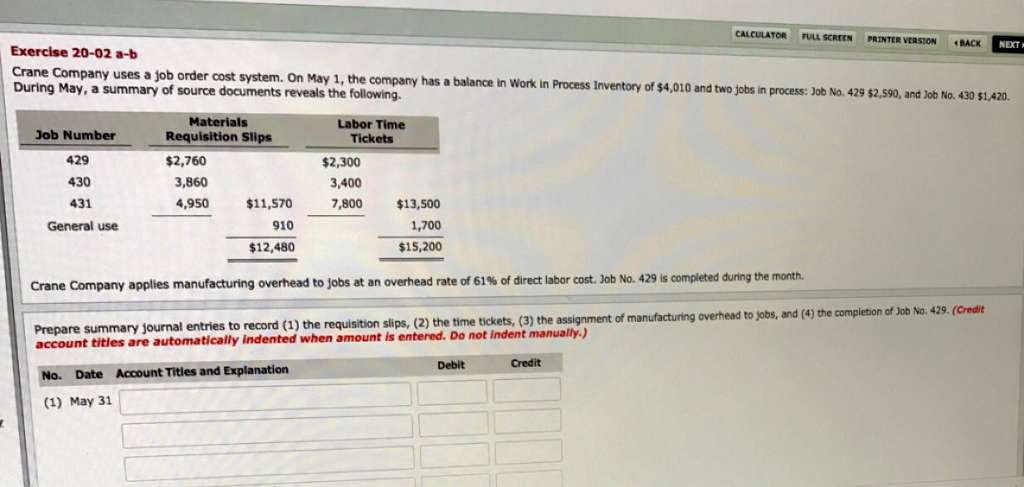Solved CALCULATOR FULL SCREEN PRINTER VERSION BACK NEXT | Chegg.com