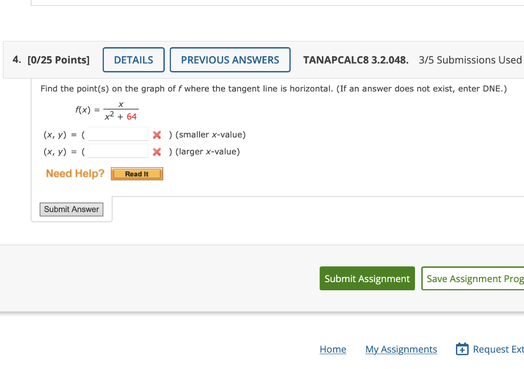 Solved 4. [0/25 Points] DETAILS PREVIOUS ANSWERS TANAPCALC8 | Chegg.com