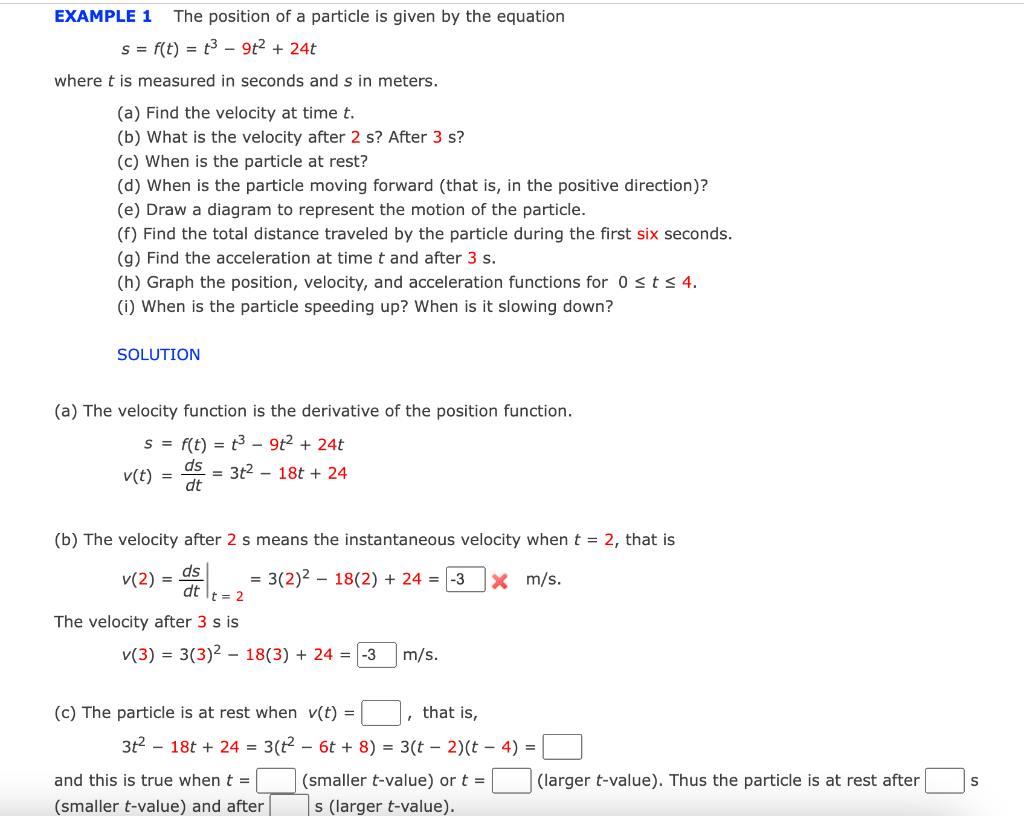 Solved EXAMPLE 1 The position of a particle is given by the | Chegg.com