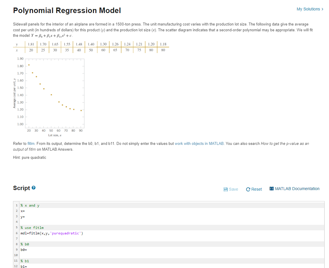 Polynomial Regression Model My Solutions Sidewall | Chegg.com