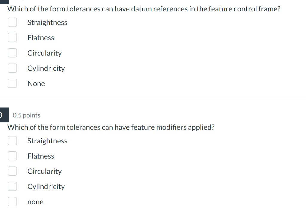 Solved Which of the form tolerances can have datum | Chegg.com