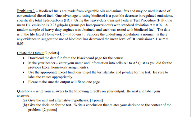 Solved Problem 1 - Biodiesel fuels are made from vegetable | Chegg.com