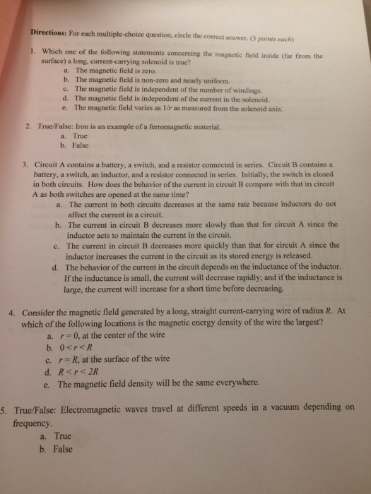 Solved: Directions: For Each Multiple-choice Question, Cir... | Chegg.com